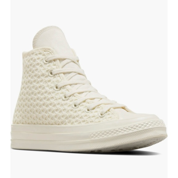 Converse | Shoes | Converse Cream Hightop Sneakers With Textured Upper ...